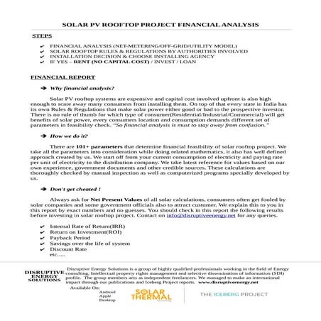 Sample Calculations for solar rooftop project in India | PDF