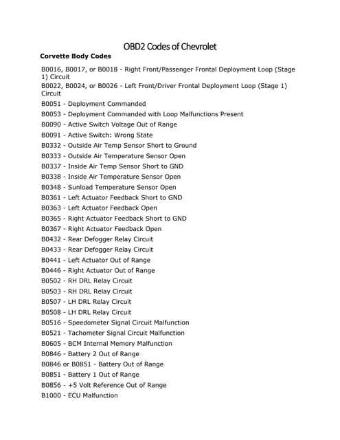 GM OBD2 Code List (PDF) | PDF