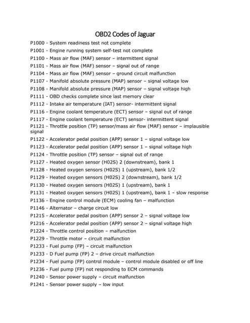 Ford OBD1 Code List (PDF) | PDF