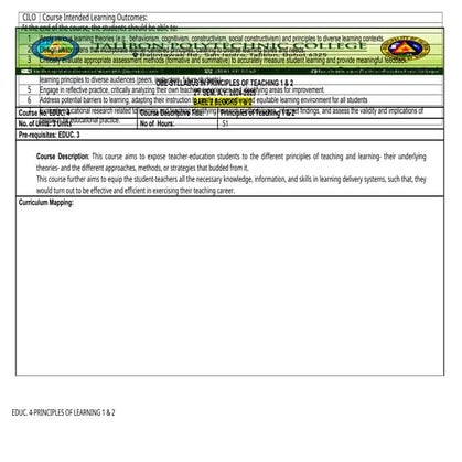 OBE-Syllabus-Educ. 4.docx-principles of teaching | DOCX