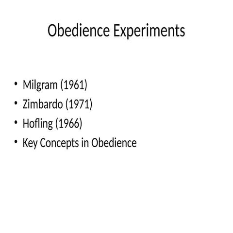 Obedience and conformity history and history in psychology | PPTX