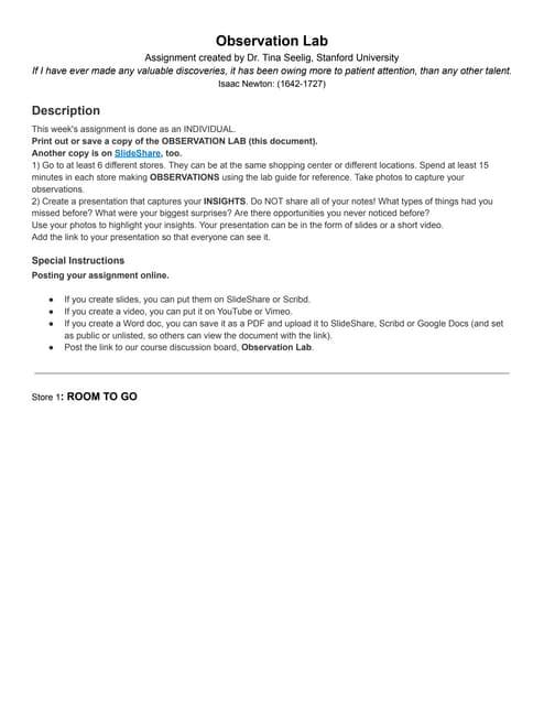 OBSERVATION IN A RETAIL STORE | PDF