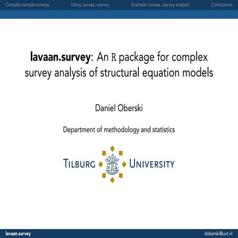 lavaan.survey: An R package for complex survey analysis of structural equation models | PDF
