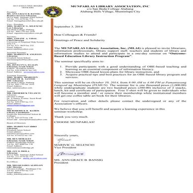 Oct 10, 2014 Obe seminar invitation | PDF