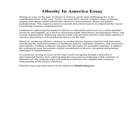 Obesity In America Essay. essay examples: Obesity In America Essay | PDF