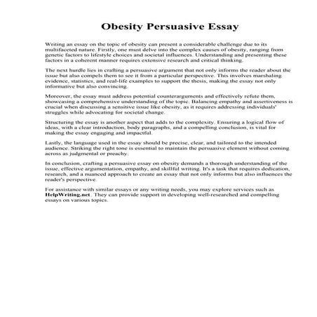 Obesity Persuasive Essay.pdf | Education