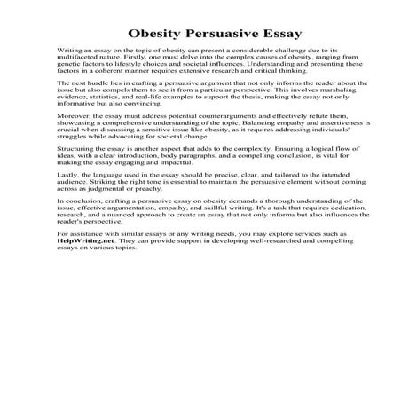 Obesity Persuasive Essay | PDF
