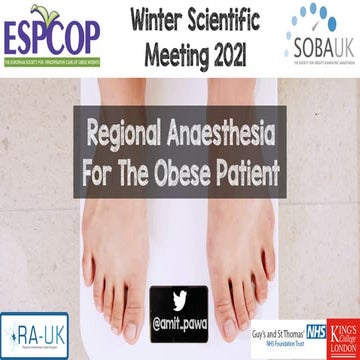 Regional Anaesthesia for the Obese Patient | PDF
