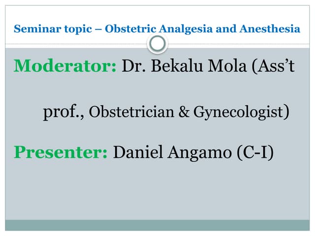 Effects of anesthesia on mother and baby | PPT