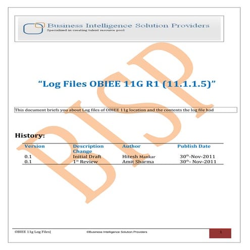 Obiee 11.1.1.5 logfiles | PDF