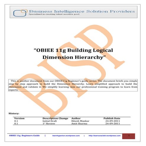 Obiee11g Building Logical Dimension Hierarchy Pdf