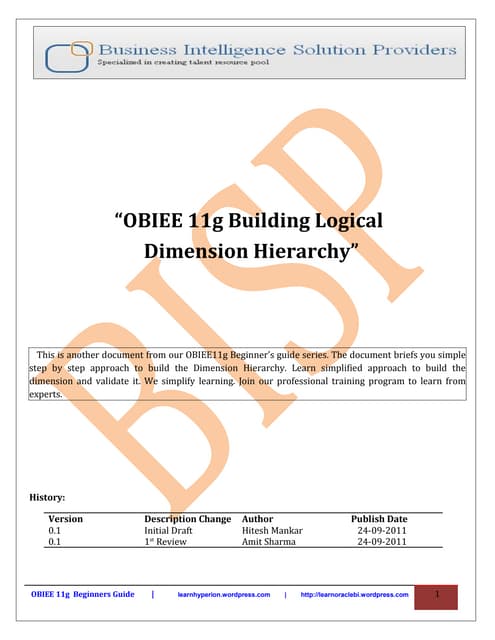 Obiee11g Building Logical Dimension Hierarchy Pdf
