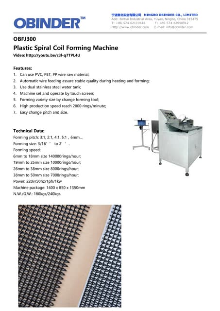 Obinder OBFJ600 twin ring wire forming machine | PDF