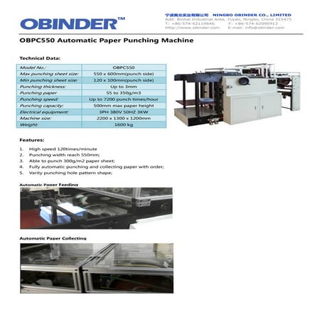 Obinder OBPC550 | PDF