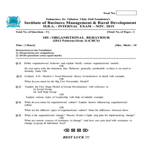 Ob internal exam qp – nov. 2015 | PDF