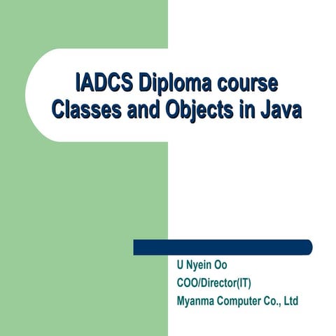 Object And Classes In Java Ppt