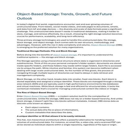 Object Based Storage: Future of Unstructured Data Management | PDF