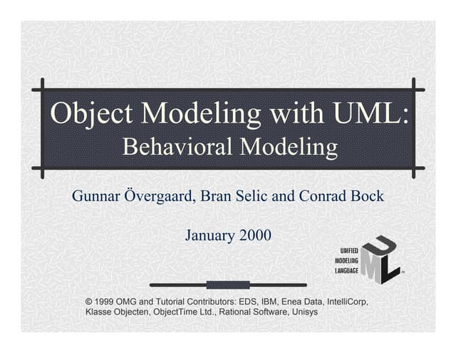 Object Modeling With Uml Behavioral Modeling Ppt