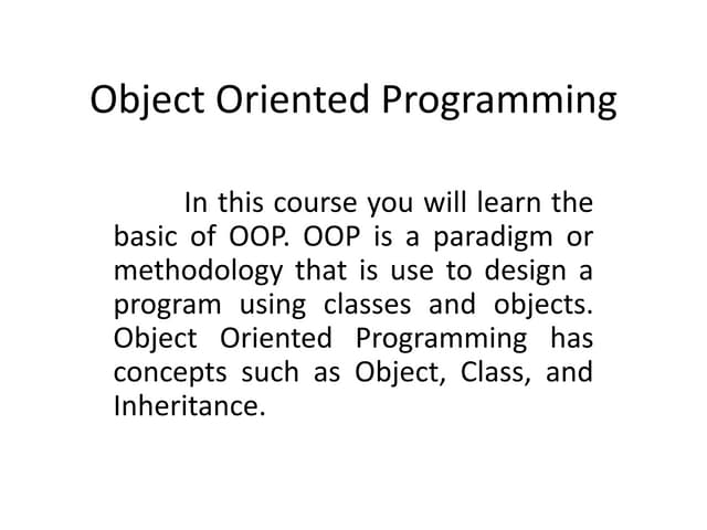 Object Oriented Programming Ppt 2379