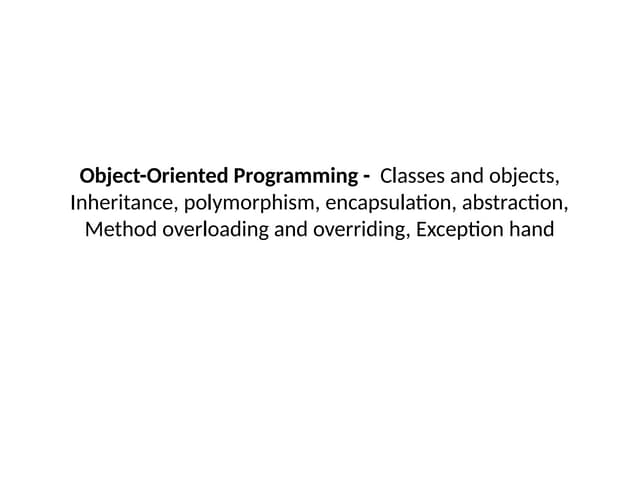 Object Oriented Programming Classes And Objects Inheritancepptx 7572