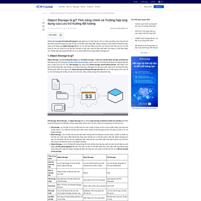 Object Storage là gì? Tính năng chính và Trường hợp ứng dụng của S3 Object Storage | PDF
