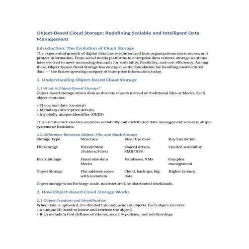 Object-Based Cloud Storage Framework.... | DOCX