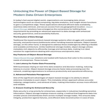 Object-Based Storage: The Backbone of Cloud and AI Technologies | PDF
