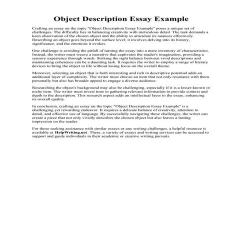 Object Description Essay Example. 003 Essay Love Sample Descriptive ...