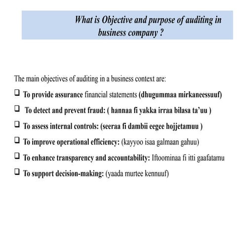 Objective and purpose of auditing in business company.pptx