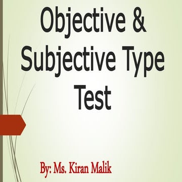 Objective And Subjective Type Test Ppt