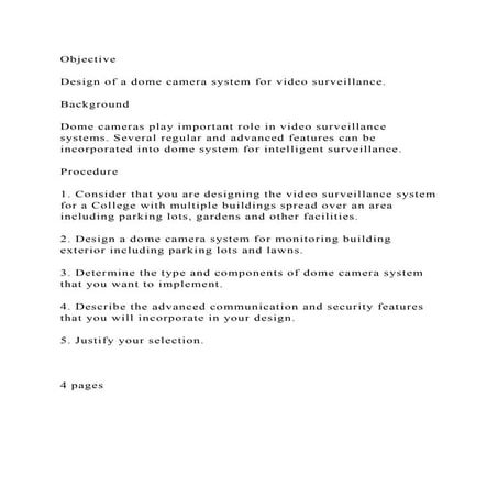 ObjectiveDesign of a dome camera system for video surveillance..docx