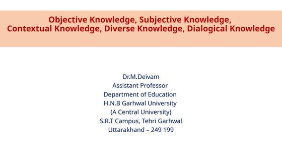 Types of Knowledge: Intuitive or Tacit Knowledge | PPT