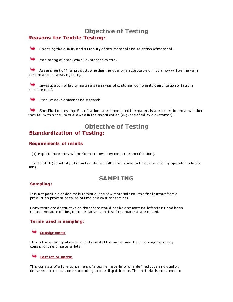 Objective of testing