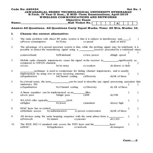 Objective paper a80454 wireless communications and networks | DOCX