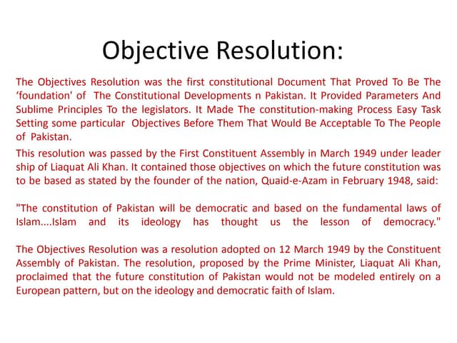 Objective resolution 1949 - Pakistan | PPT