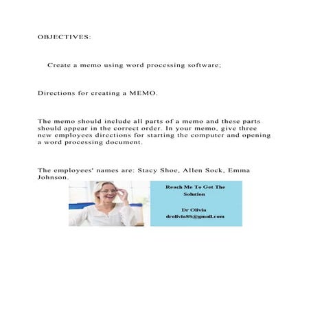 OBJECTIVES Create a memo using word processing software;.docx