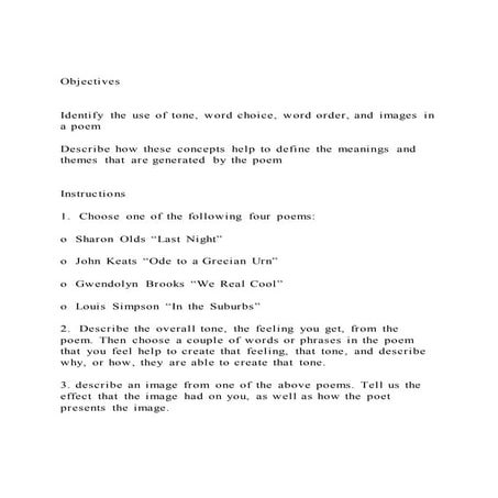 ObjectivesIdentify the use of tone, word choice, word orde | DOCX