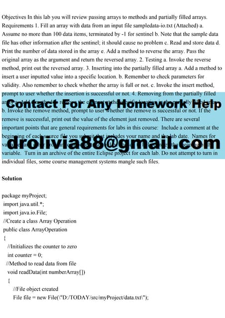 Objectives In This Lab You Will Review Passing Arrays To Methods Andpdf