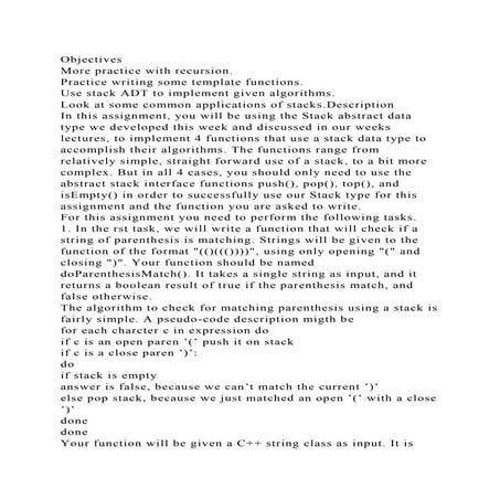 ObjectivesMore practice with recursion.Practice writing some tem.docx