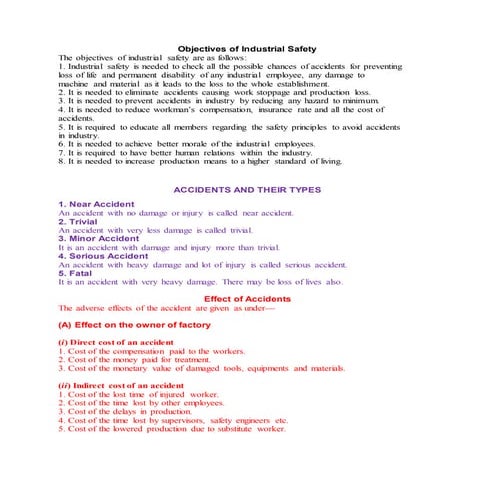 Objectives of industrial safety | DOCX