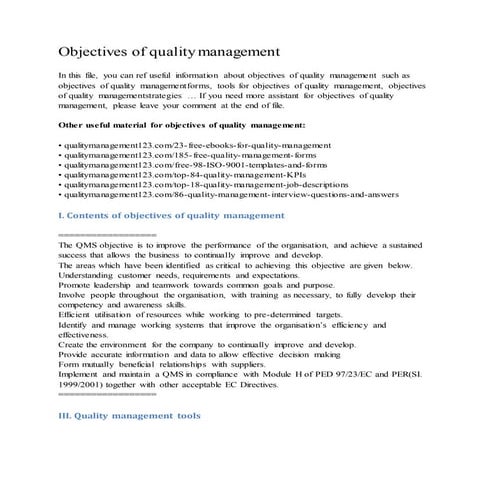 Quality management process model