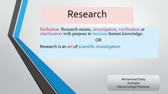 Research meaning, Definition, Purpose, Objectives and Process. | PPTX ...