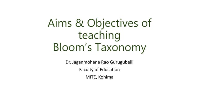 Taxonomy of Educational Objectives- The Psychomotor domain | PPTX