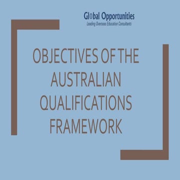 Objectives of the Australian Qualifications Framework | PPTX