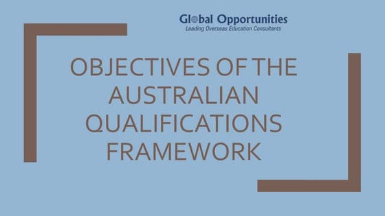Learning from Australian Qualifications Framework | PPT