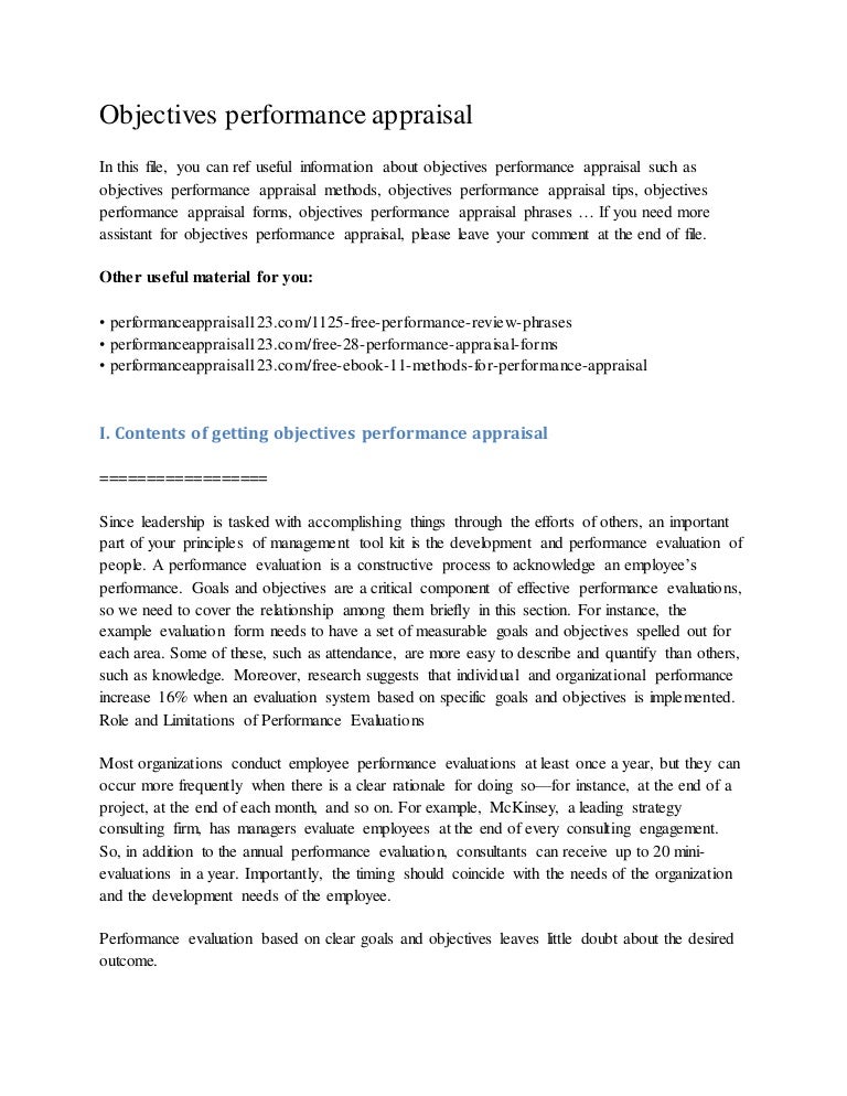 objectives-performance-appraisal