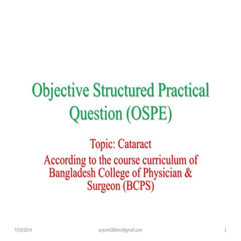 Objective Structured Practical Question Ospe Pptx Eye And Vision