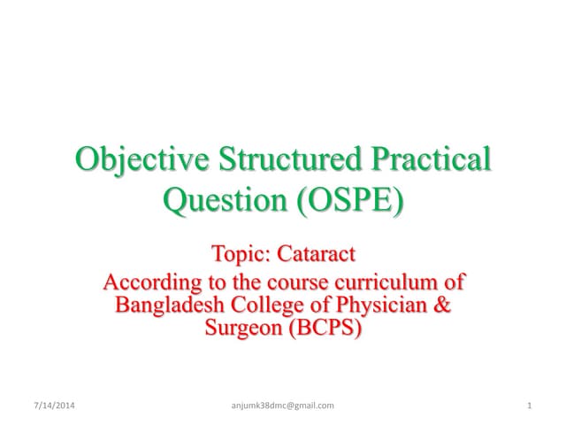 Objective Structured Practical Question Ospe Pptx Eye And Vision