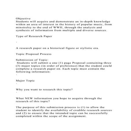 ObjectiveStudents will acquire and demonstrate an in-depth knowl.docx