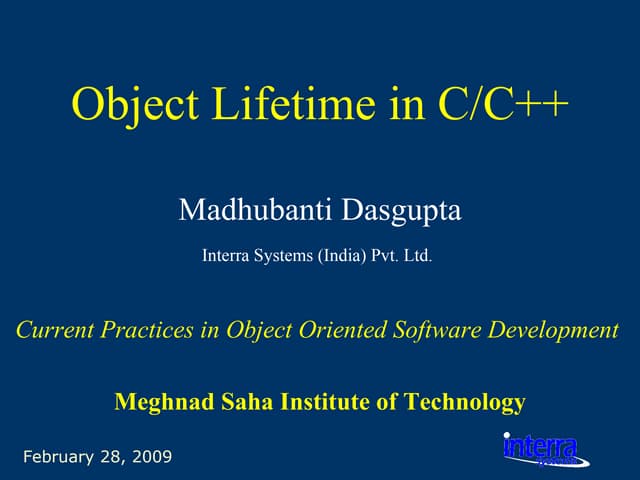 Object Lifetime In C C++ | PPT Object Lifetime In C C++ | PPT